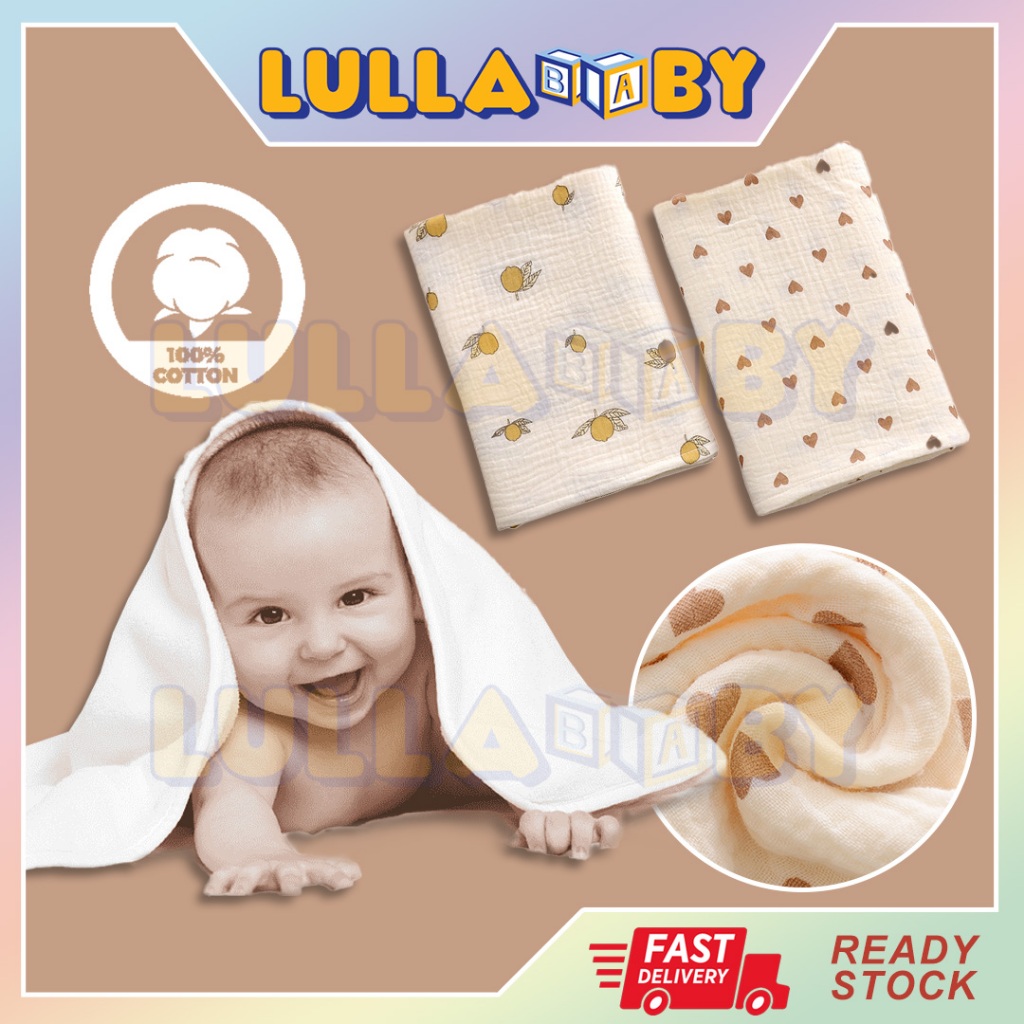 🔥READY STOCK🔥100x100cm Newborn Baby Muslin Swaddle Towel Blanket Kain ...