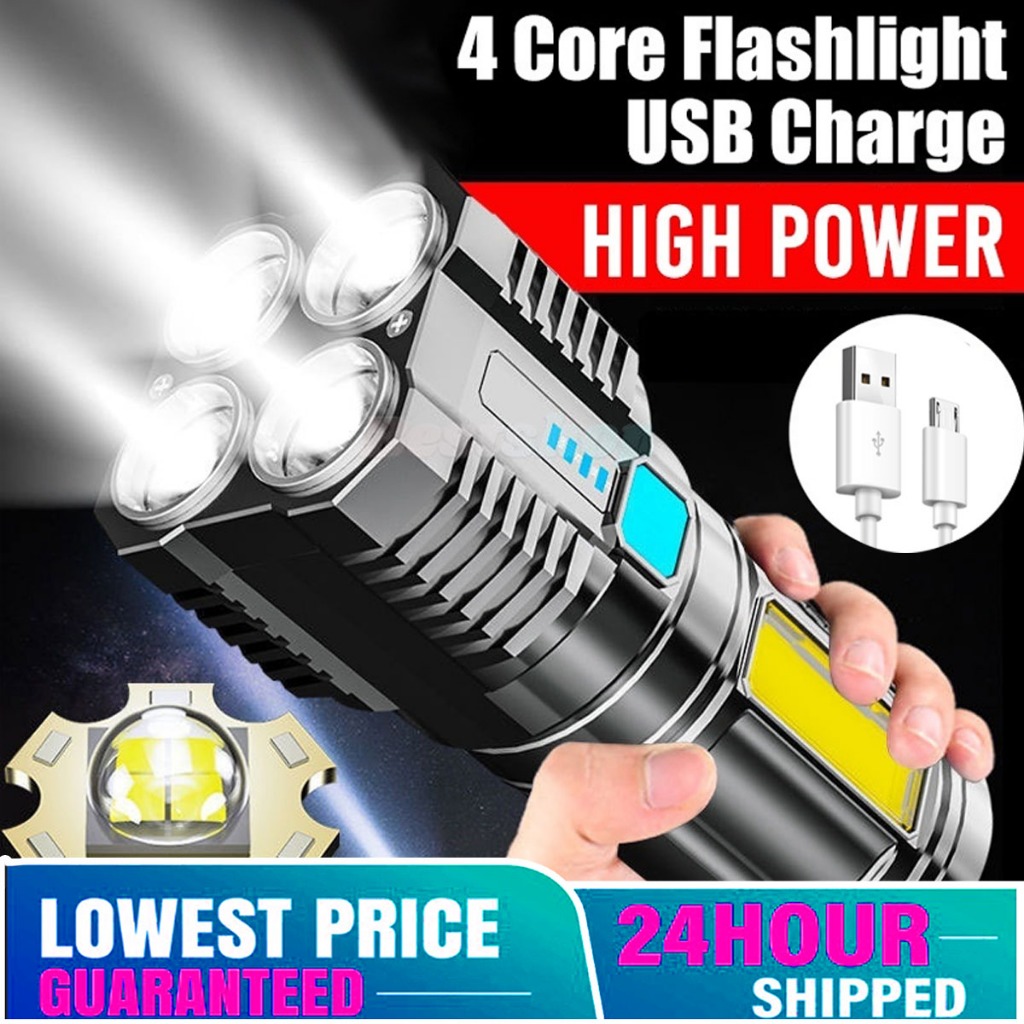 Portable Rechargeable Flashlight Mini Cob Lamp Waterproof Outdoor ...