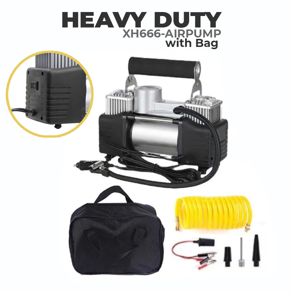 HEAVY DUTY Double Cylinder Portable Car Tyre Inflator Air Pump 12V Air ...