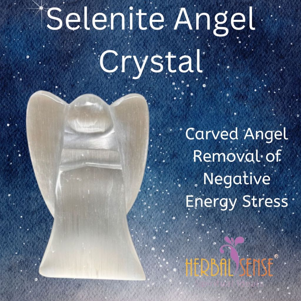Selenite Crystal Angel Removal of Negative Energy & Stress Hand Curved ...