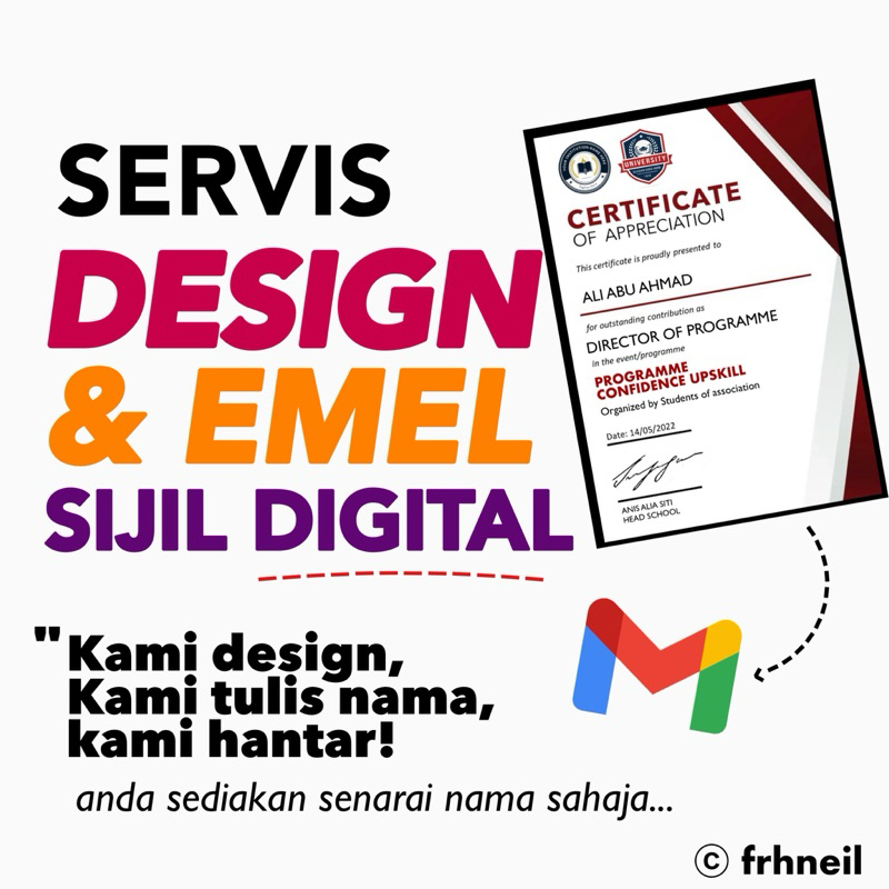 Servis Sijil Design & Emel Sijil Digital E certificate Ecert Servis hantar sijil | Shopee Malaysia