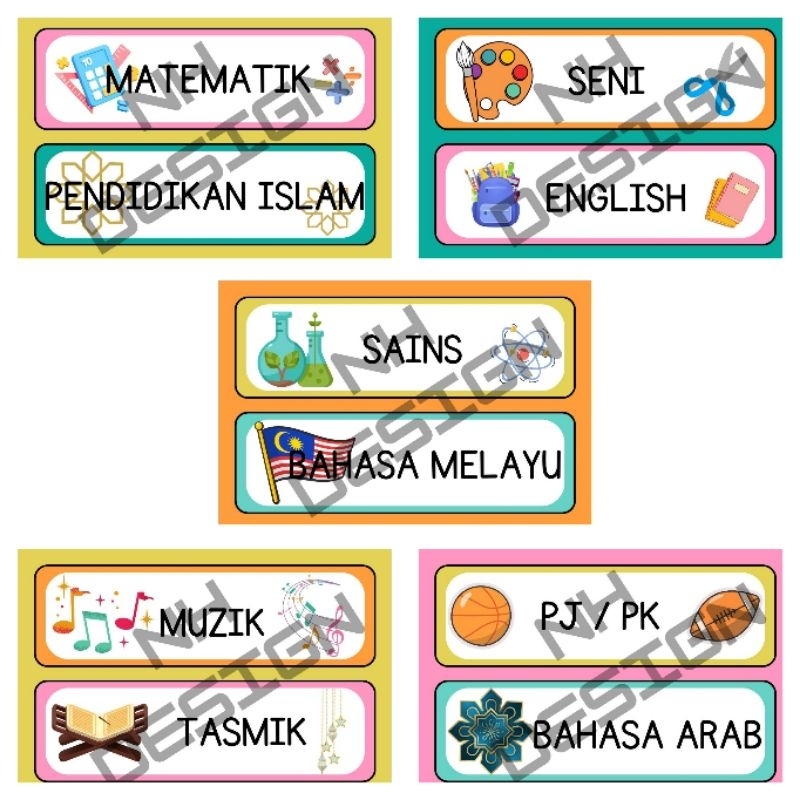 Printable LABEL SUBJEK MATAPELAJARAN SEKOLAH RENDAH (SOFTCOPY PDF/PNG ...
