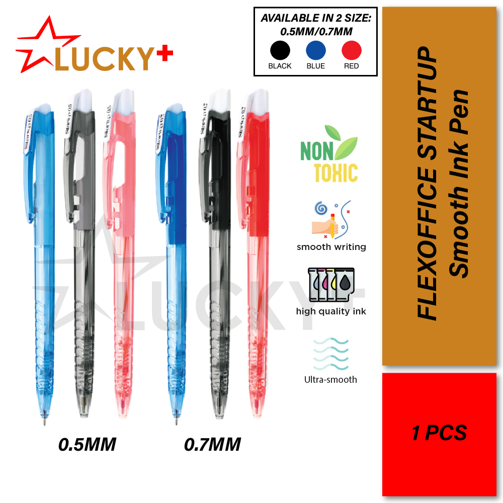 Flexoffice STARTUP Smooth Ink Pen (0.5MM/0.7MM)(1'pcs)(Black, Blue, Red ...