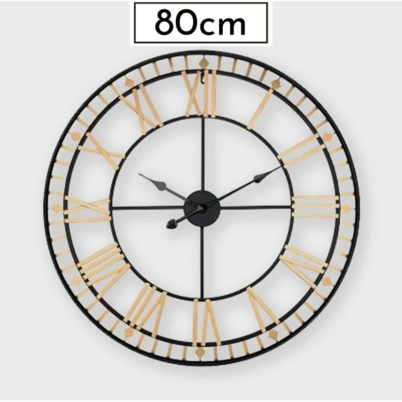 New Design Luxury Modern 80cm Wall Clock Classic Gold Black Jam Dinding ...