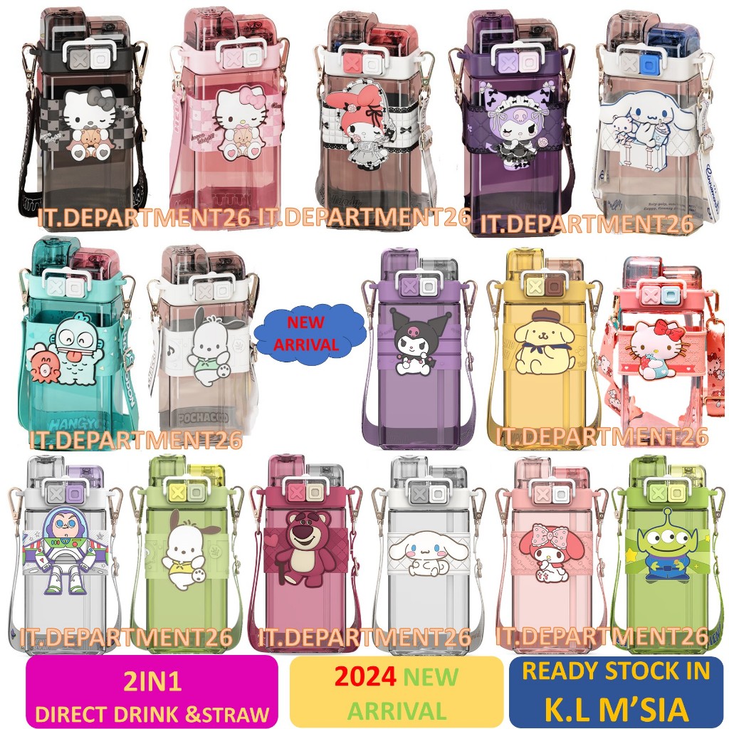 Sanrio 520ML Tritan Hello kitty Kuromi Melody Buzz Lightyear Lotso 3Eyes Alien Cinnamoroll ...