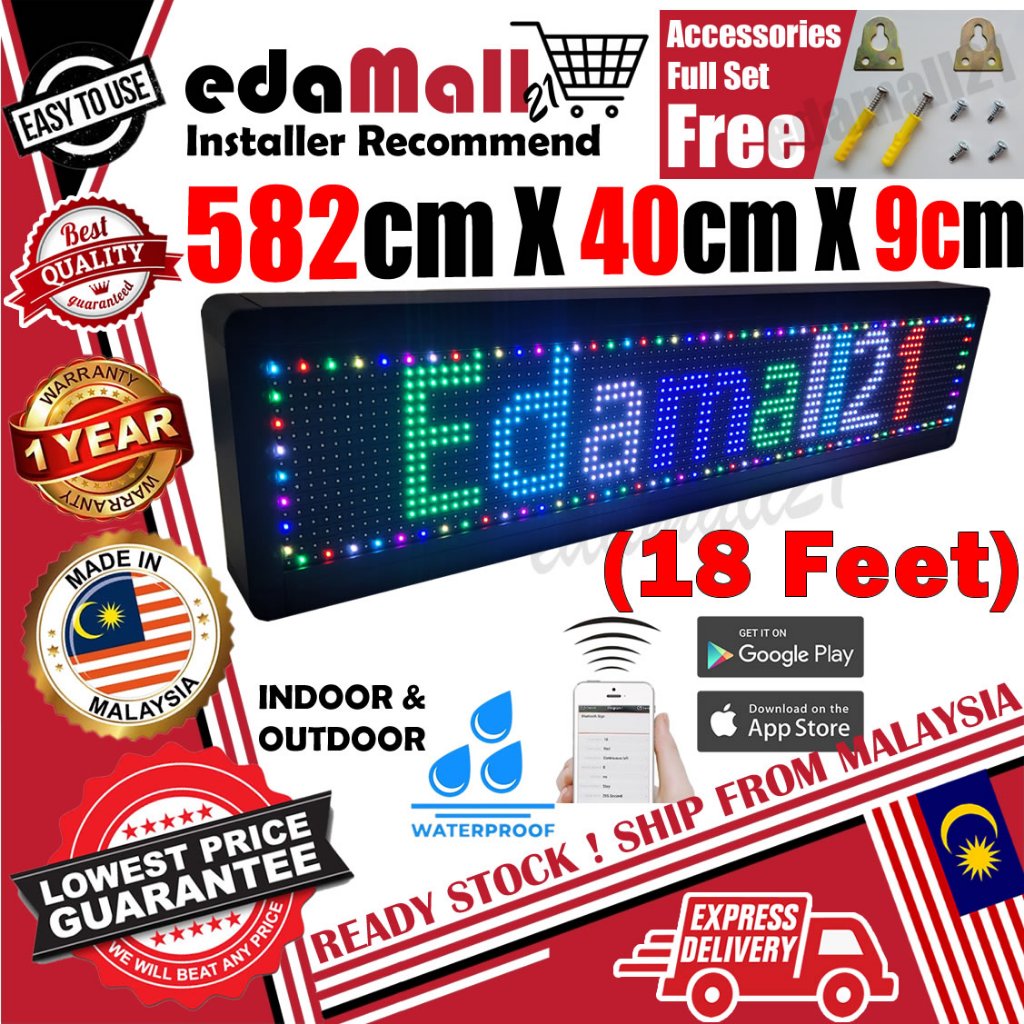 LED DISPLAY SIGN BOARD Full Color Mobile App Wifi Outdoor Running Message Display Waterproof ...