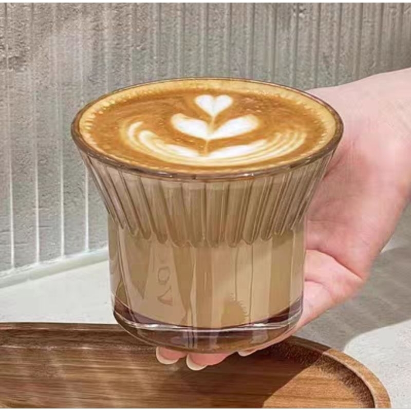 Ins Style Wide Mouth Latte Coffee Glass Cup Coffee Shop Cup Crystal ...
