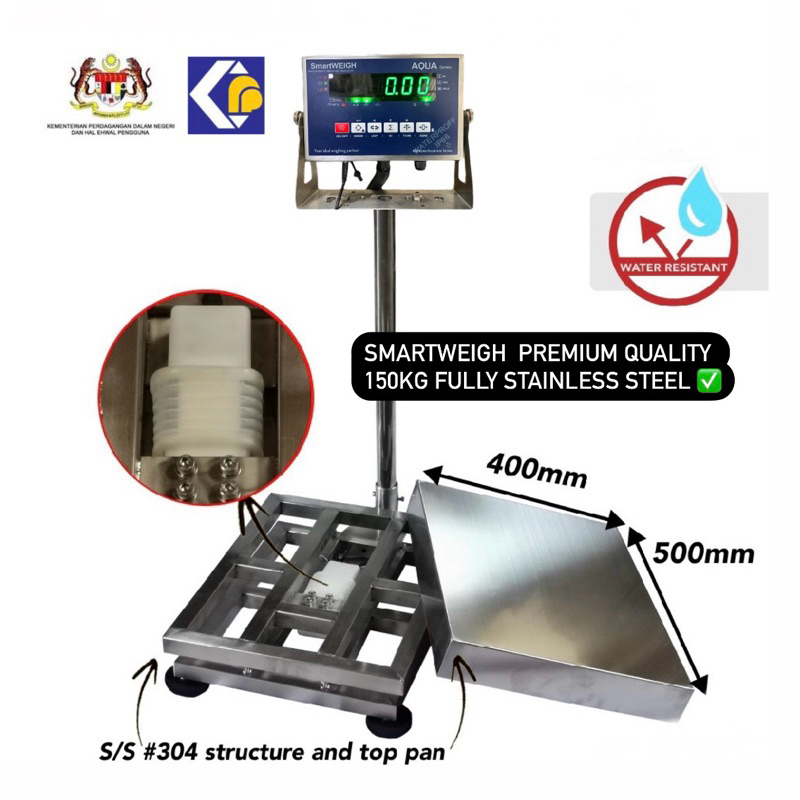 SMARTWEIGH DIGITAL PLATFORM SCALE 150KG / 300KG (304 STAINLESS STEEL ...