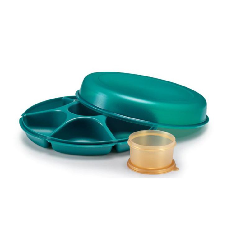 TUPPERWARE GOURMET SERVING CENTER SETWITH 7 PARTITION , BOWL & COVER ...