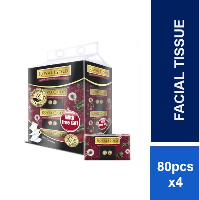 Royal Gold 3 Ply Luxurious Facial Tissue White 80s x 4 | Shopee Malaysia