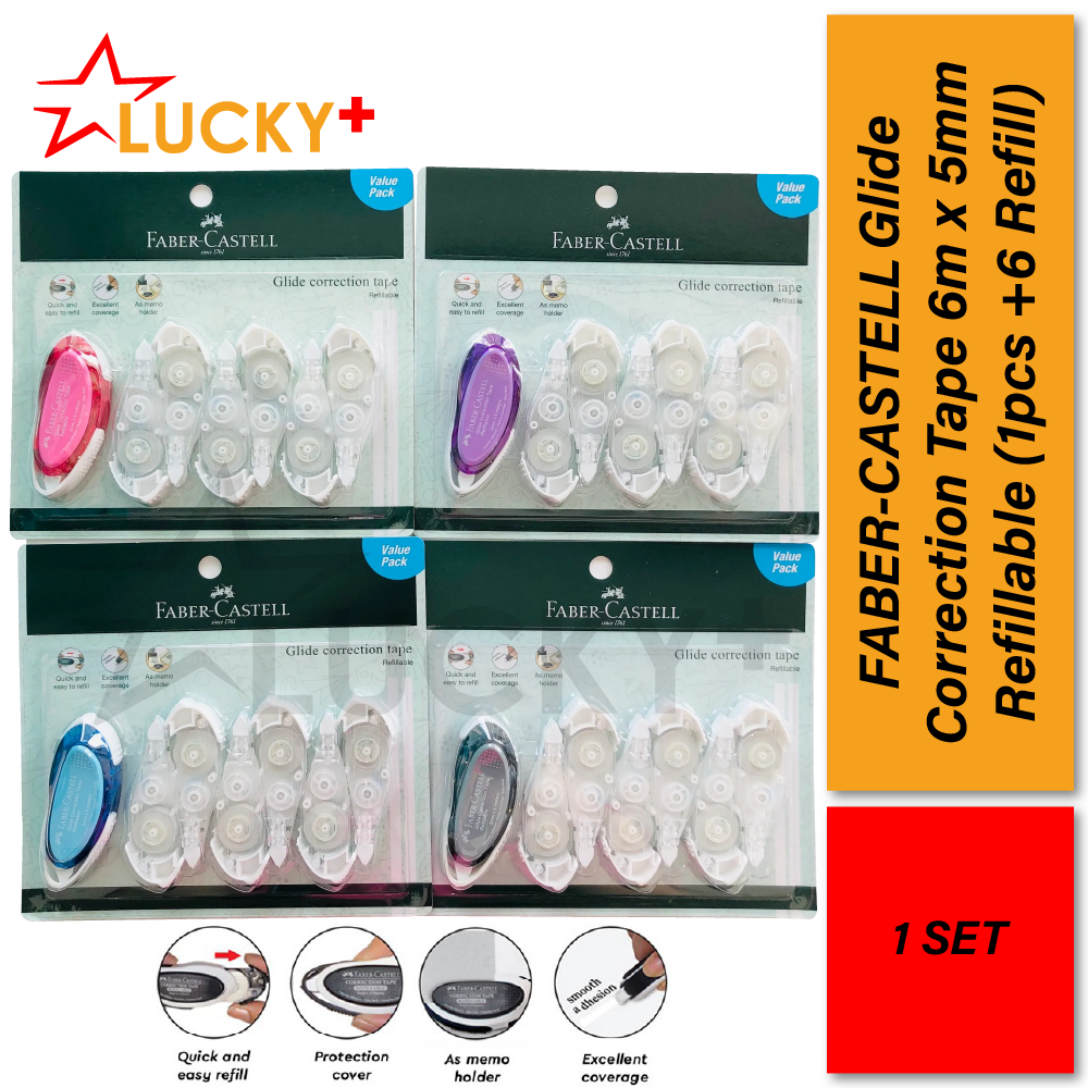 (100% Original) Faber-Castell Glide Correction Tape Refillable 5mm x 6m ...