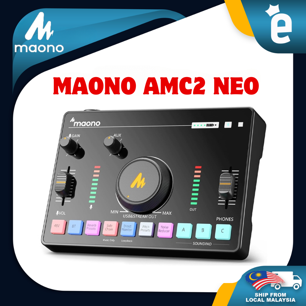 MAONO AMC2 NEO Streaming Audio Mixer, Audio Interface with Pro-preamp ...