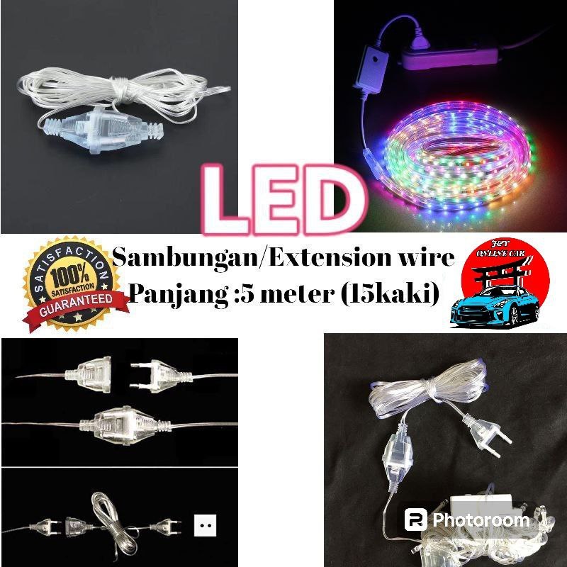 Ready Stock EU Plug 5meter Extension Cable AC240V Led Lantern String ...
