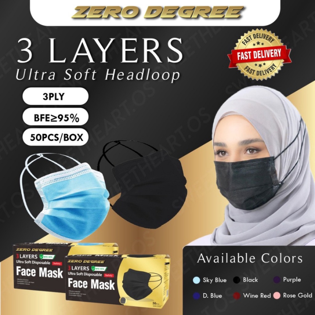 Zero Degree Face Mask 3ply Mask 50pcs/box Disposable Mask Headloop ...
