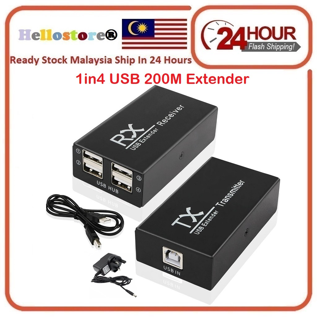 USB Extender Adapter 4 Port Up to 120M USB 2.0 Hub Extender Over RJ45 ...