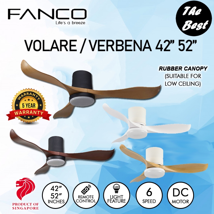 FANCO - VOLARE / VEBERNA 42 / 52 Inches DC Motor 3 Blade with 3C Light ...