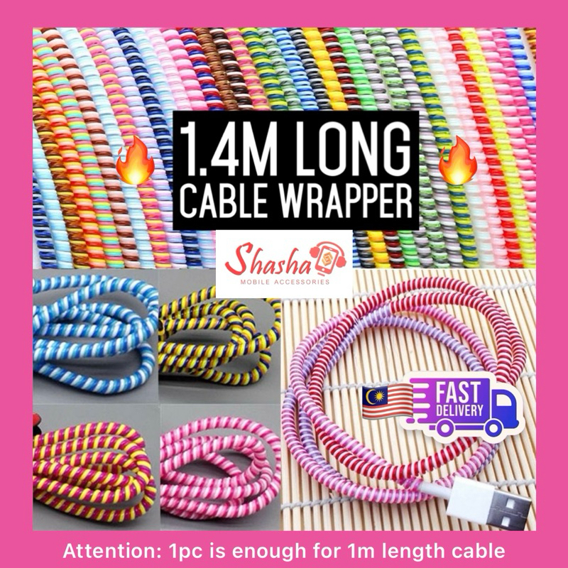 1.4M 🔥 CABLE SPRING PROTECTOR 3IN1🔥CABLE WRAPPER | Shopee Malaysia