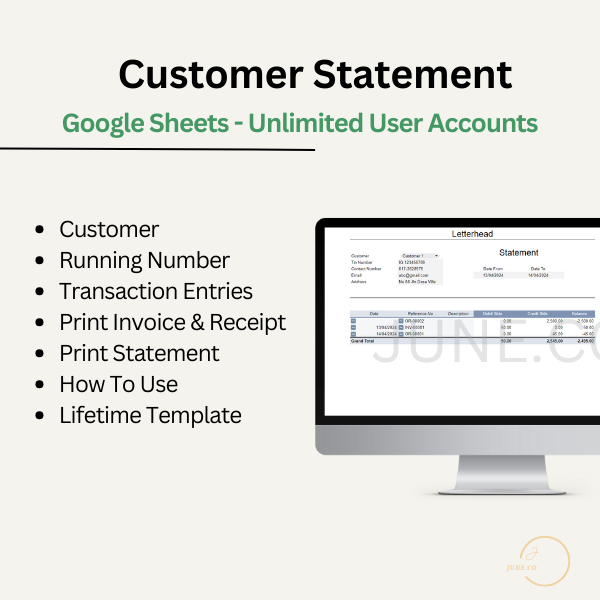 Customer Statement Google Sheet Template Templat Helaian Google Penyata ...