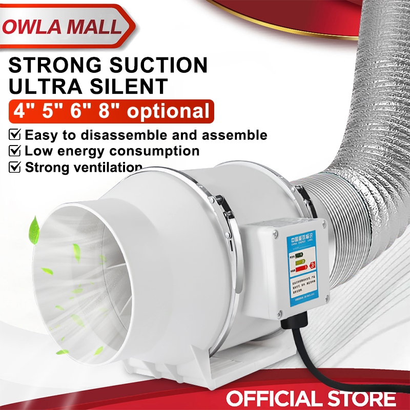 Exhaust Fan 4"/5"/ 6"/ 8" inch High Suction Power Inline Duct Booster ...
