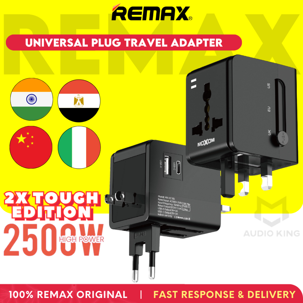 MOXOM Universal Travel Conversion Adapter Plug Socket IND EGY ITA Adaptor USB Type C Port ...