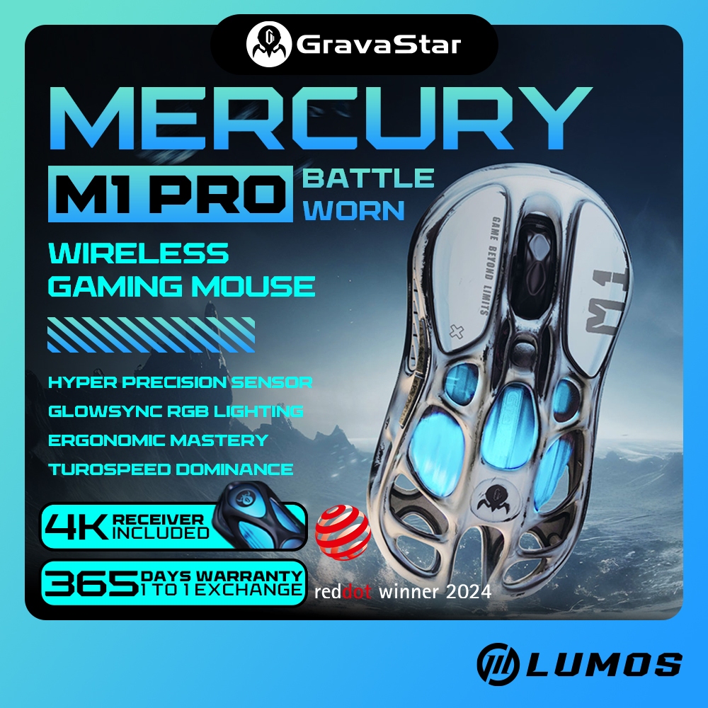 GravaStar Mercury M1 Pro Battle Worn Wireless Gaming Mouse MICE 4K ...
