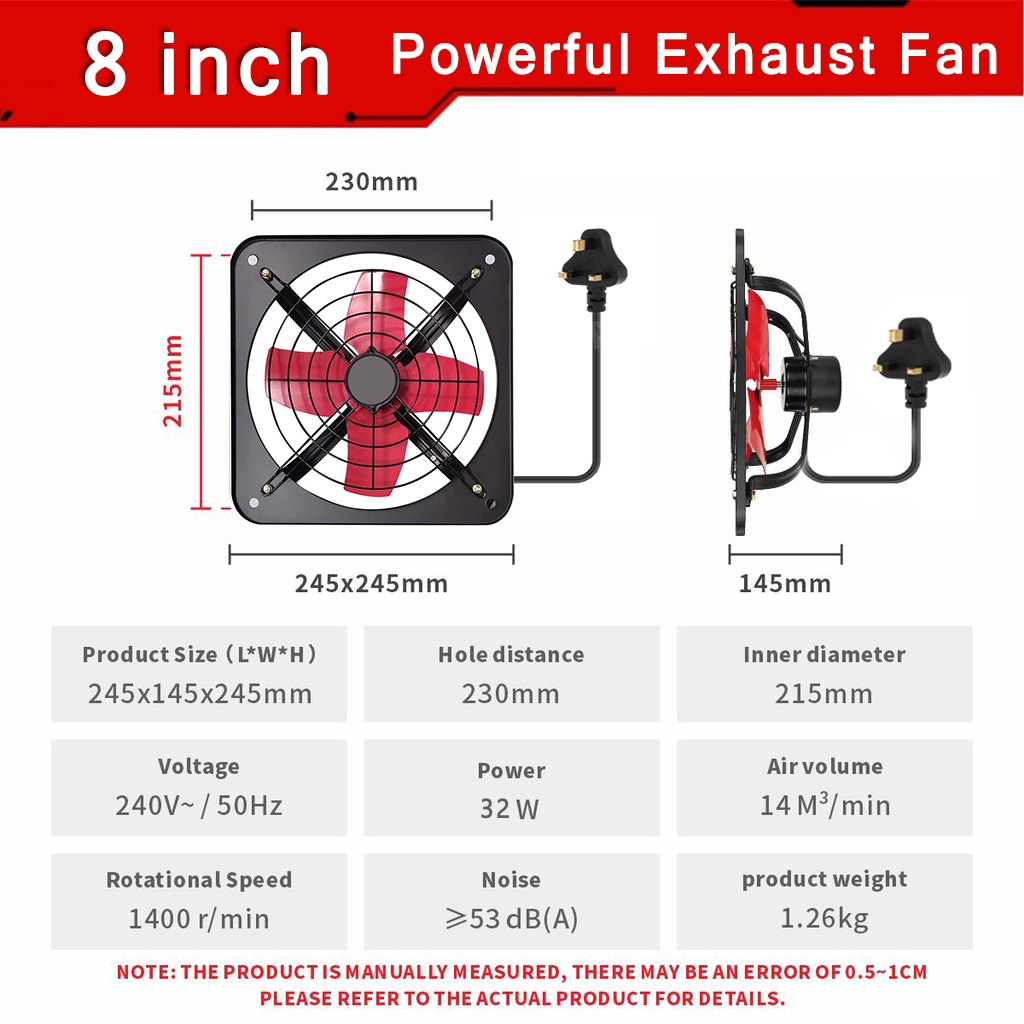 Portable Exhaust Fan 8-20 inch Wall Type Light Duty Industrial Kitchen ...