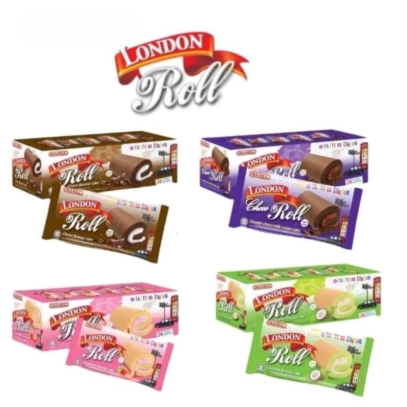 London Roll Cake Double Choco Milk / Choco / Strawberry / Coconut ...