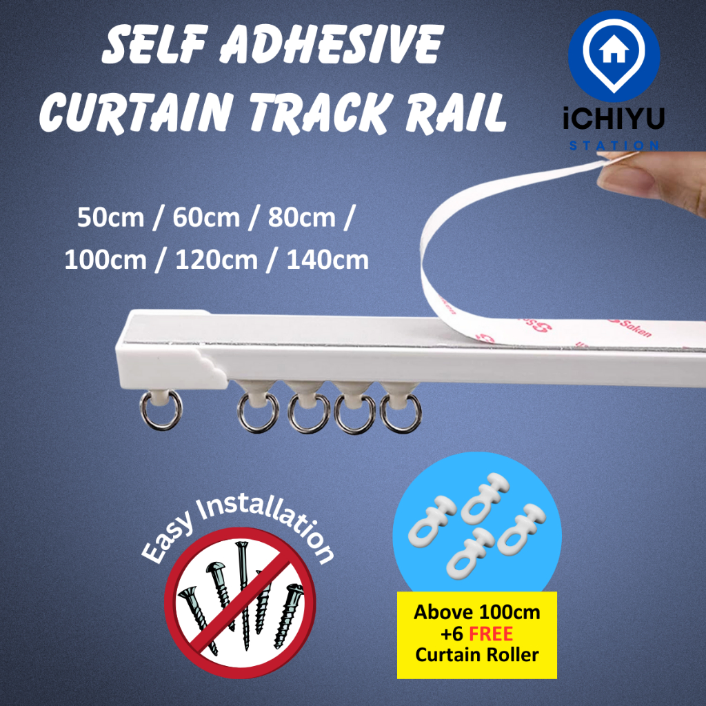 Strong Adhesive Curtain Rail Track Langsir Tingkap Pintu Tirai Bidai ...