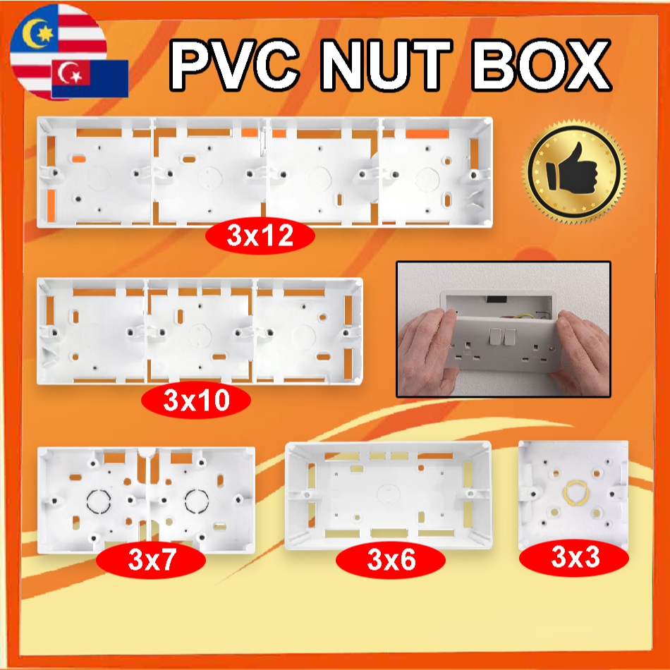 PVC Nut Box Surface Type 3X3/3X6/3X7/3X10/3X12 Switch Socket Base ...
