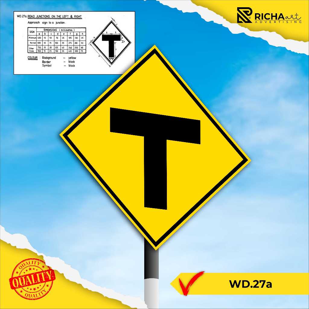 PAPAN TANDA SIMPANG TIGA (WD.27) 3MM ACP (600X600MM) STANDARD ROAD SIGN ...