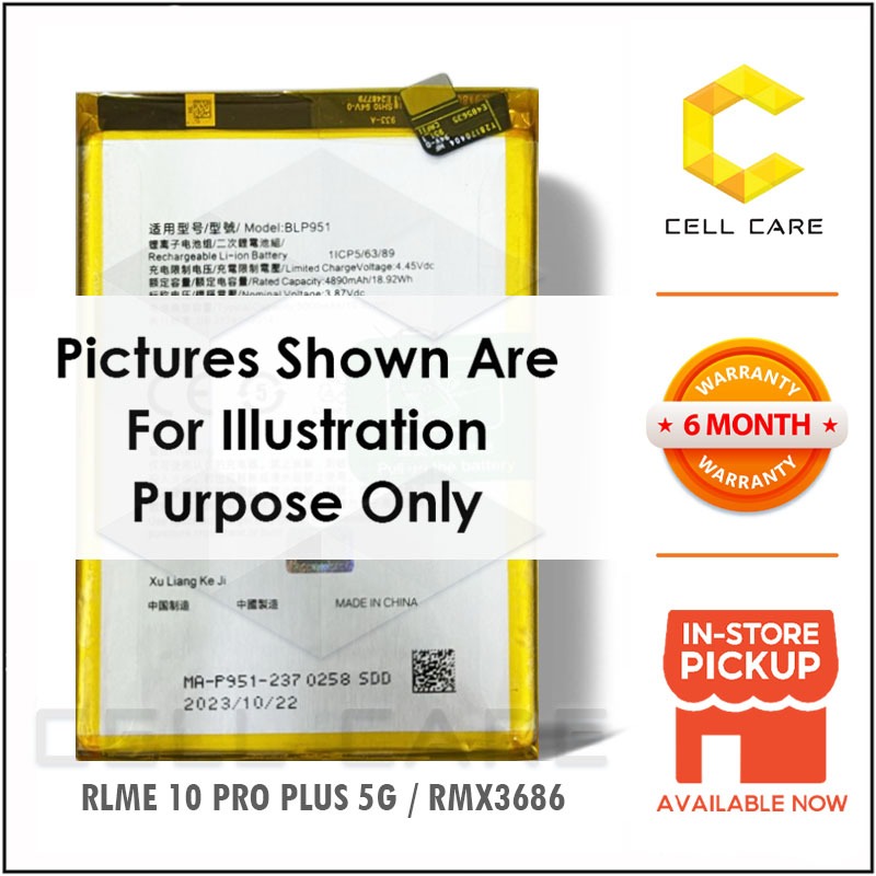Battery COMPATIBLE FOR REALME 10 PRO PLUS 5G RMX3686 BLP951 (5000mAh ...