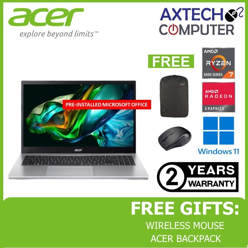 Acer Aspire 3 A315-44P-R6X2 15.6'' FHD Laptop Pure Silver ( Ryzen 7 5700U,16GB,512GB SSD,ATI,W11 ...