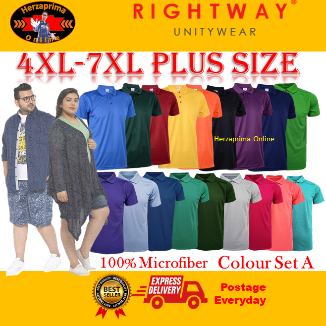 RIGHTWAY Big Size T-Shirt Microfiber 4XL-7XL Collar Colour Set A For Men and Women By Herzaprima ...