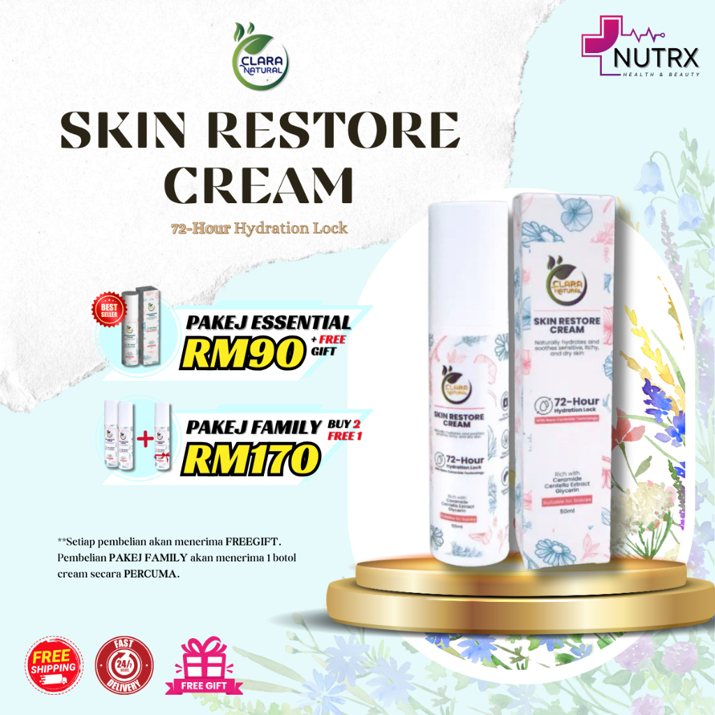 Clara Natural Skin Restore Cream Hydration Lock [ORIGINAL HQ] | Shopee ...