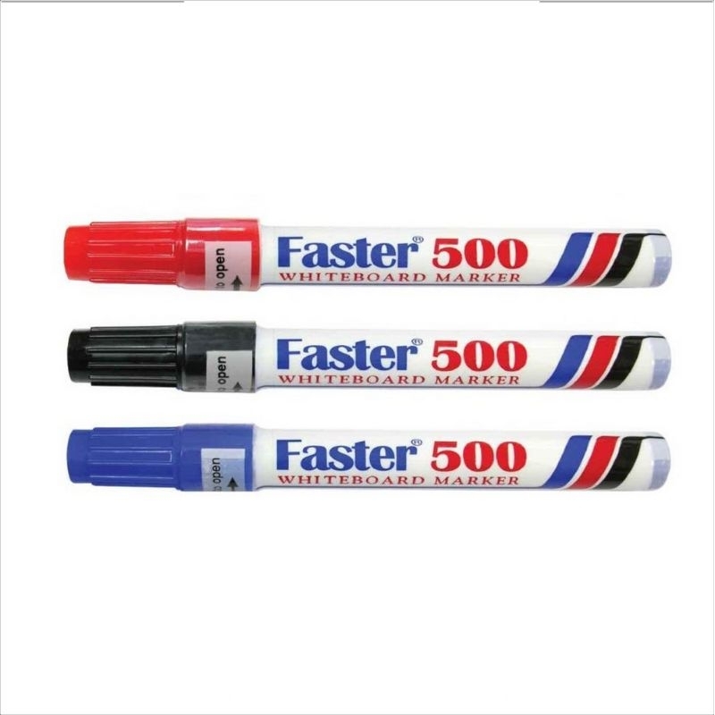 [12pcs] Faster 500 Whiteboard Marker Black Blue Red (1box 12pcs) Easy ...