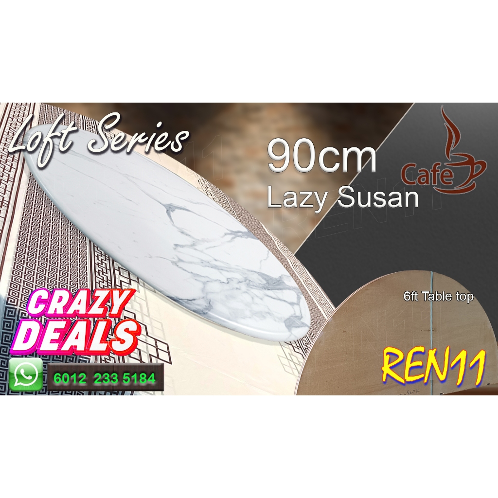 90cm Lazy Susan White marble hardboard Rotating Top Table Turn Top ...