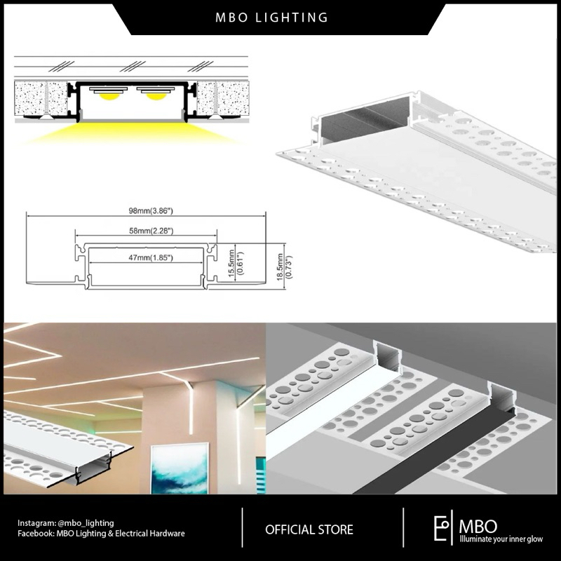 LED Aluminium Profile Recessed Ceiling 1 Meter Casing Only Ceiling ...