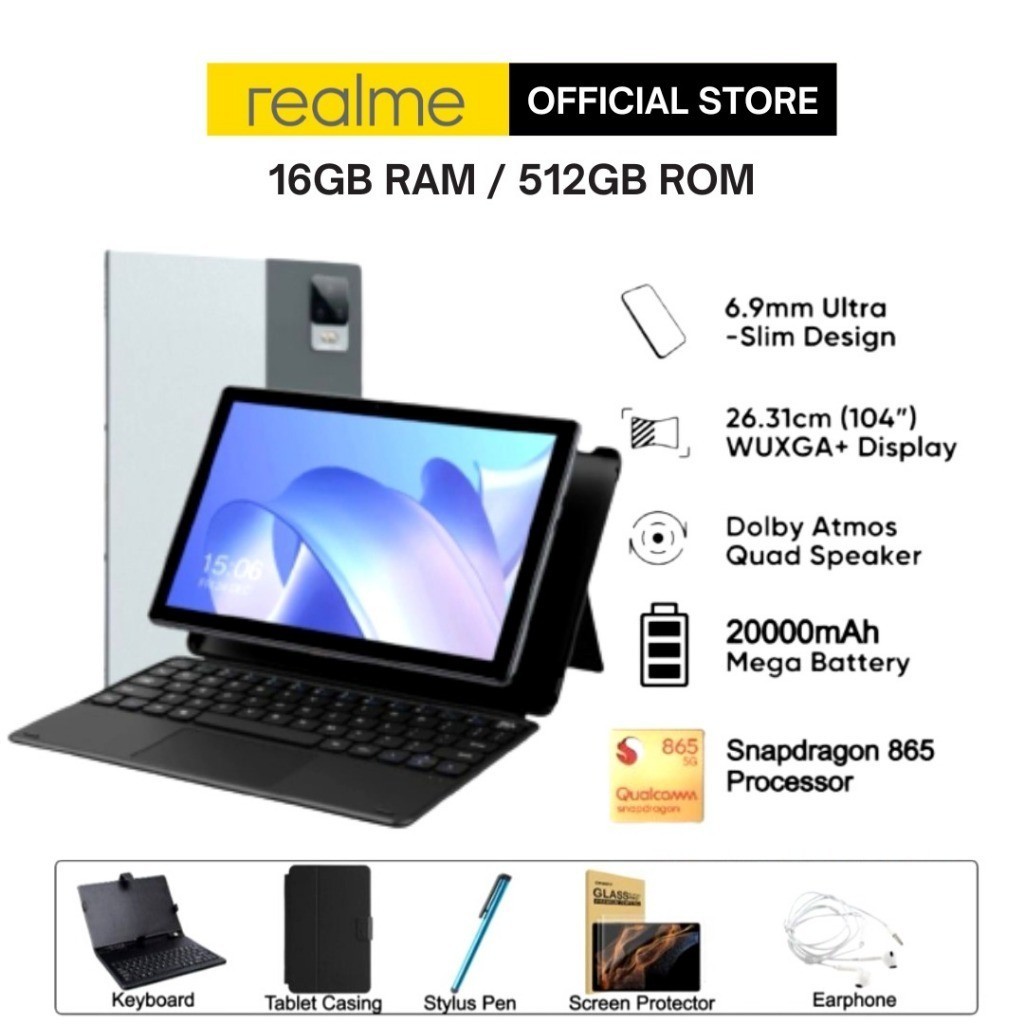 2024 5G REALME Tablet PC 12 Inch Android 12.0 [16GB RAM 512GB ROM] Dual ...