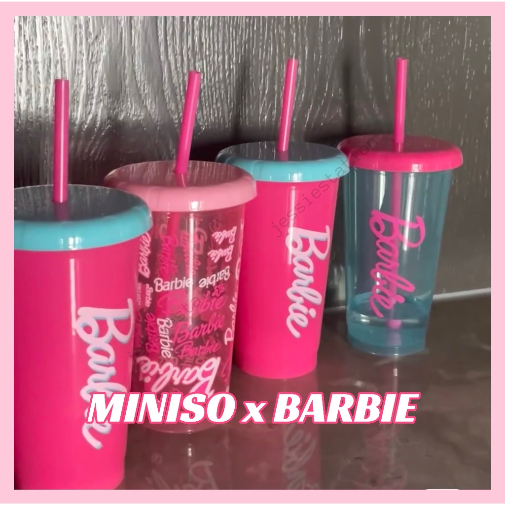MINISO x Barbie 750ml Sipper Tumbler & 640ml Tumbler Bead Chain Handle ...