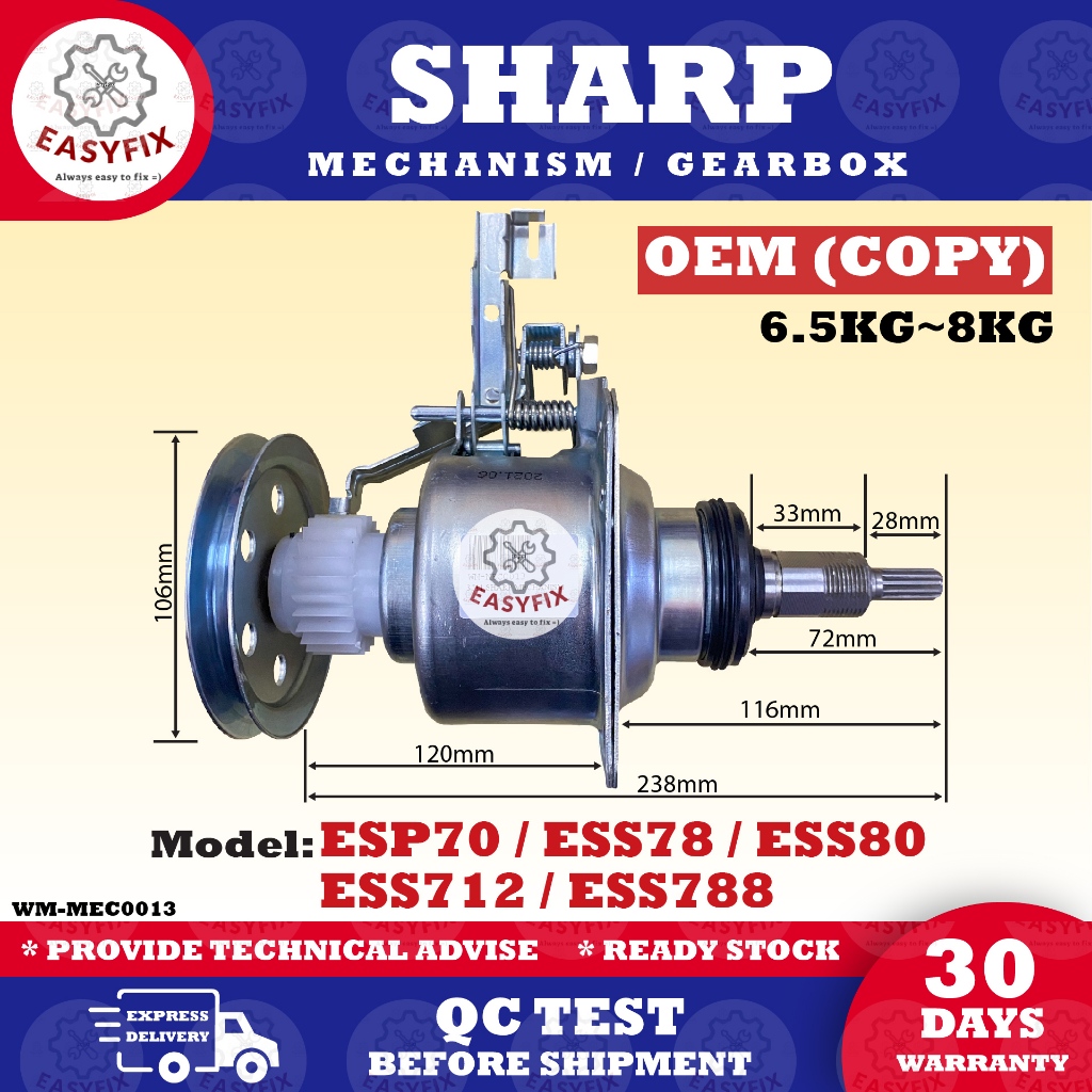 ESP70 / ESS78 / ESS80 / ESS712 / ESS788 SHARP WASHING MACHINE MECHANISM ...