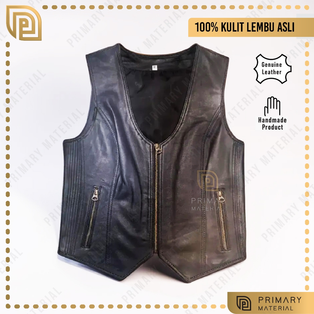 Leather Vest Handmade Genuine Kulit Asli Cowboy Vest Style Bikers ...