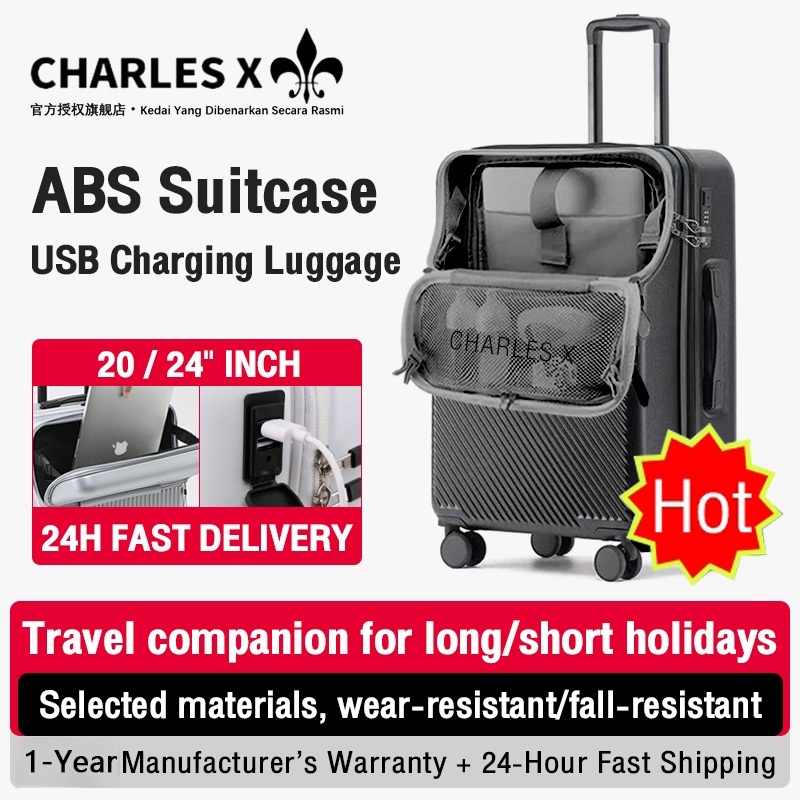 USB Charging Luggage 20 Inch ABS Suitcase Travel Luggage Bag Cabin Luggage Bagasi Travel ...
