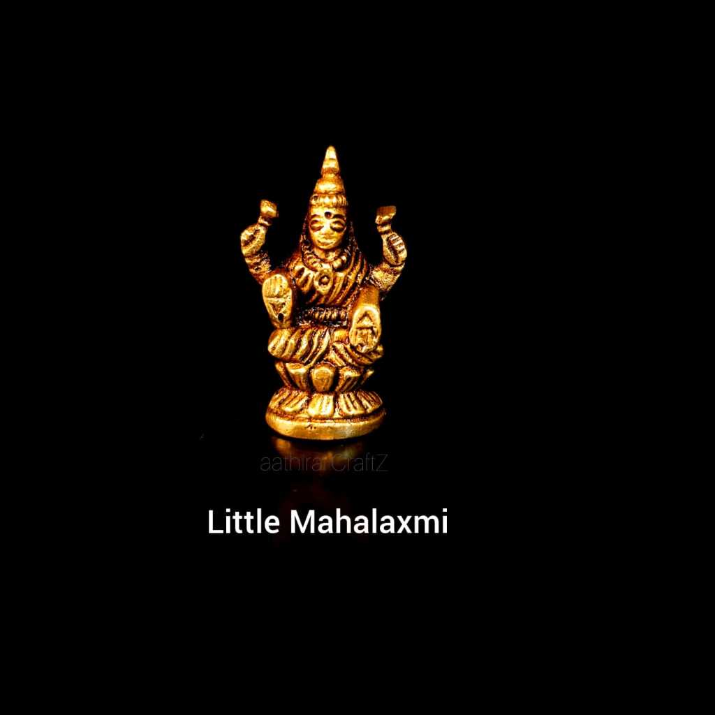 Small Mini Lakshmi / Little Mahalaxmi Statue Brass Antique Finish Mini ...