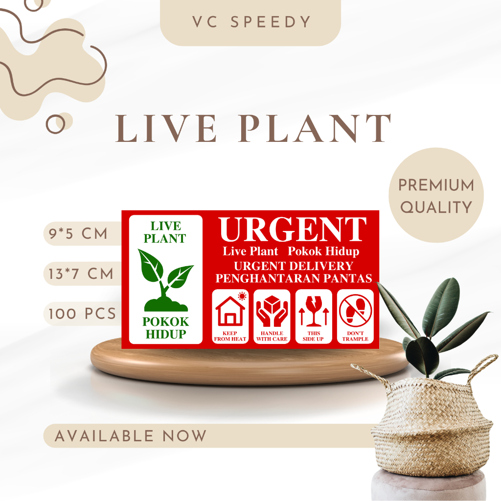 Fragile Sticker Label Live Fish Live Plant Fresh Food Frozen Food 9cm ...