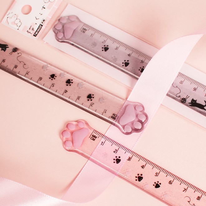 15cm Cat Ruler Stationery Transparent Pembaris Pink Black Cute Kitten ...