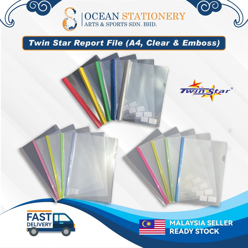 Twin Star Report File Slide Binder File (A4, Clear & Emboss) | Shopee ...