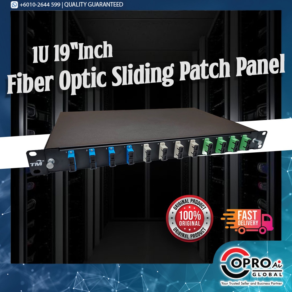 [TM] 1U 19'Inch Fiber Optic Sliding Patch Panel [Duplex] 12Port | Shopee Malaysia