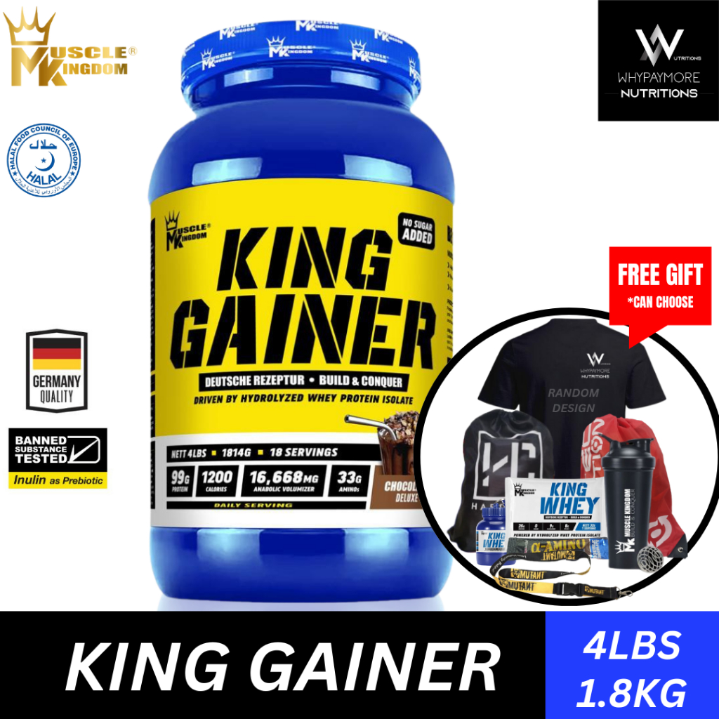 MK Muscle Kingdom King Gainer 1814g/4Lbs (Free Gift) weight gainer ...