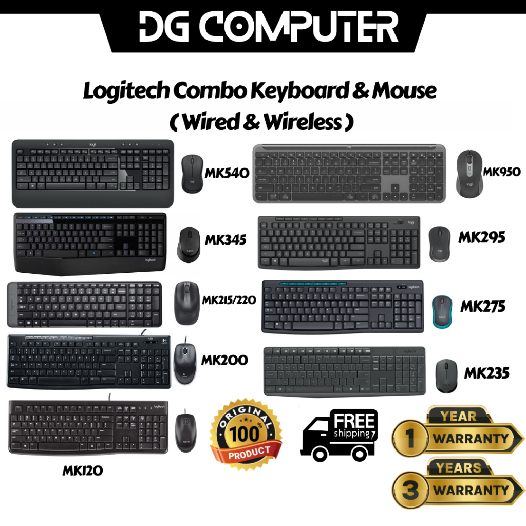 Logitech MK120/MK200/MK220/MK215/MK275/MK295/MK345/MK540/MK850/MK950 ...
