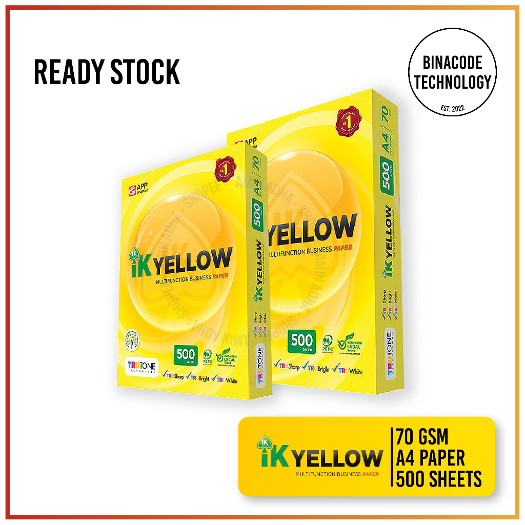 IK Yellow A4 Paper 70gsm 500 Sheets Copier Paper | Shopee Malaysia